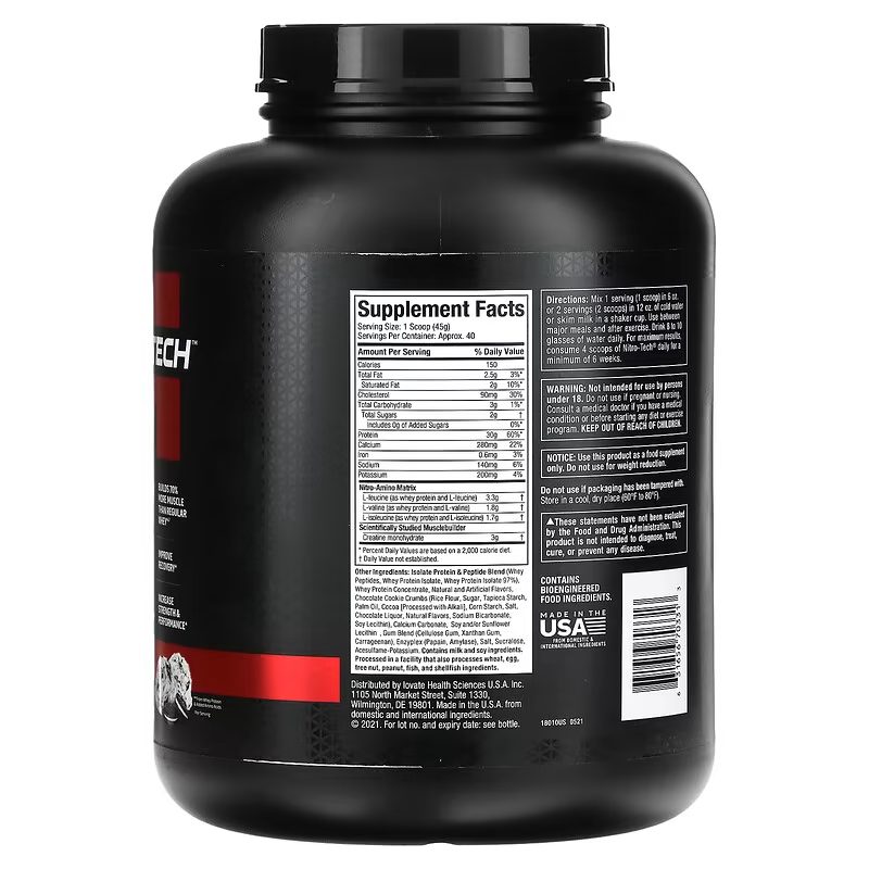 Nitro Tech Performance Proteína 4lbs 30g Creatina 3g - BS Nutrition