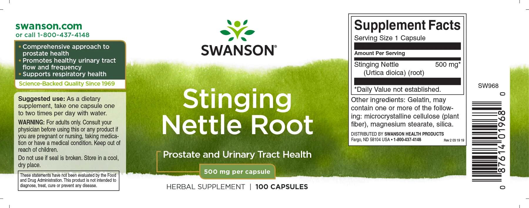 Raiz De Ortiga Stinging Nettle Root Swanson - BS Nutrition