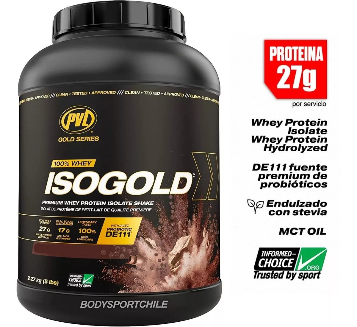 Iso Gold Isolate Proteina 100% Whey 5lb PVL mejor que ISO 100 - BS ...